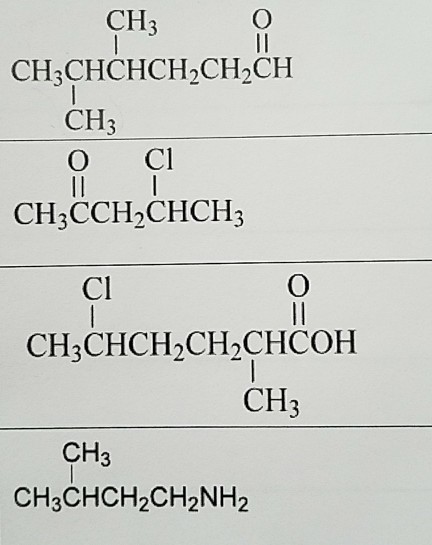 Solved CH3 CH3CHCHCH2CH2CH CH3 O Cl CH3CCH2CHCH3 Cl | Chegg.com
