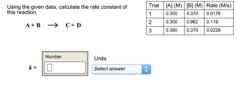 Solved Using the given data, calculate the rate constant | Chegg.com