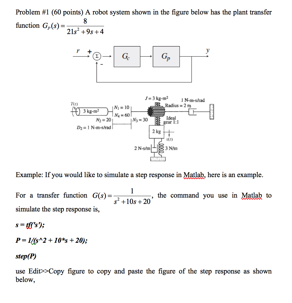 Solved Problem #1 (60 points) A robot system shown in the | Chegg.com
