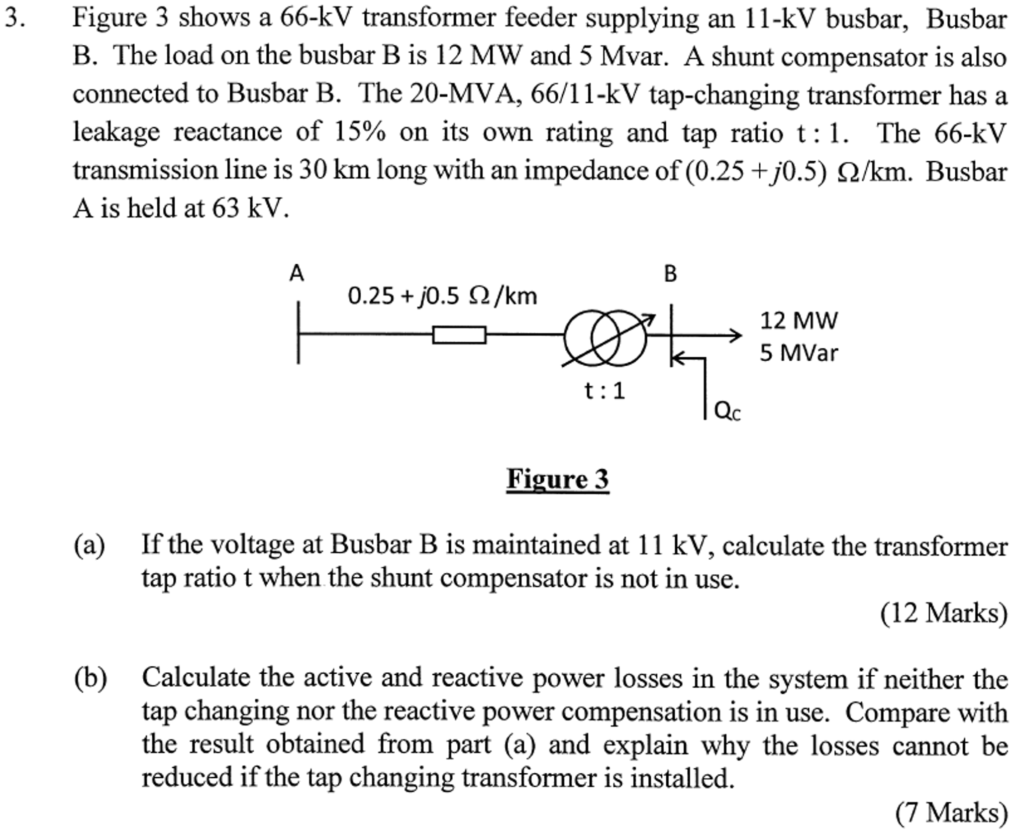 1. A two-bus single-line diagram with a T-line model | Chegg.com