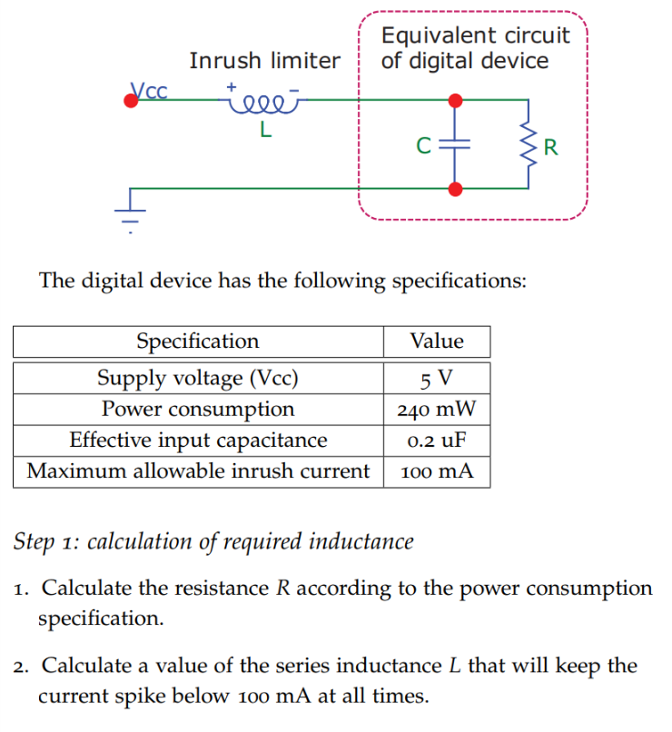 Solved Equivalent circuit Inrush limiterof digital device | Chegg.com