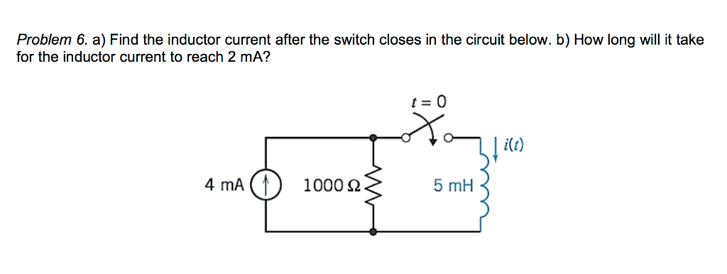 Solved Find the inductor current after the switch closes in | Chegg.com