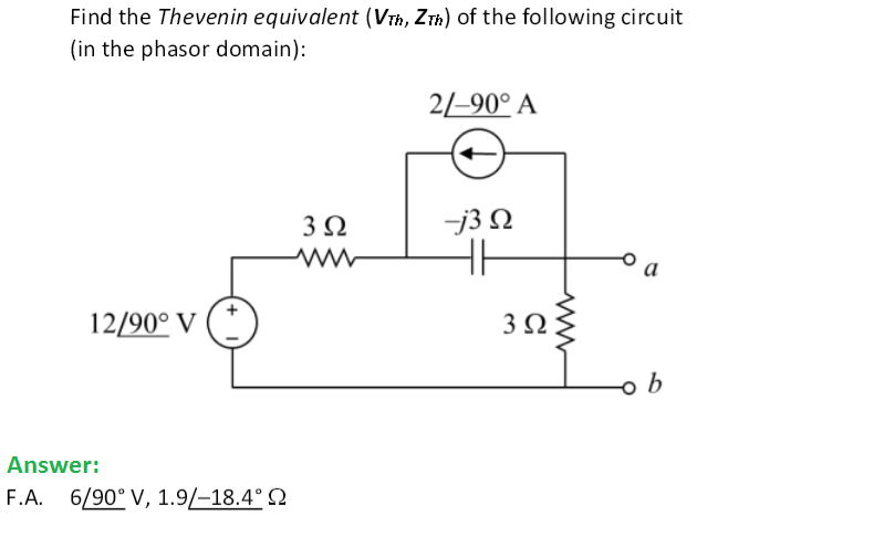 Solved Find the Thevenin equivalent (VTh, ZTh) of the | Chegg.com
