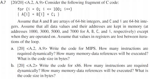 Solved A.7 [20/20] Consider the following fragment of C | Chegg.com