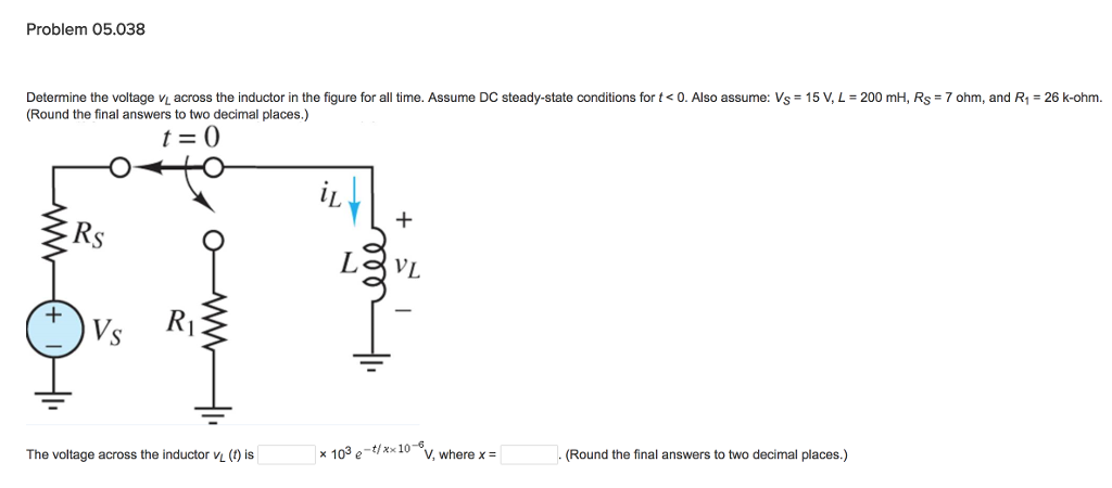 Solved Determine the voltage V_L. across the inductor in the | Chegg.com