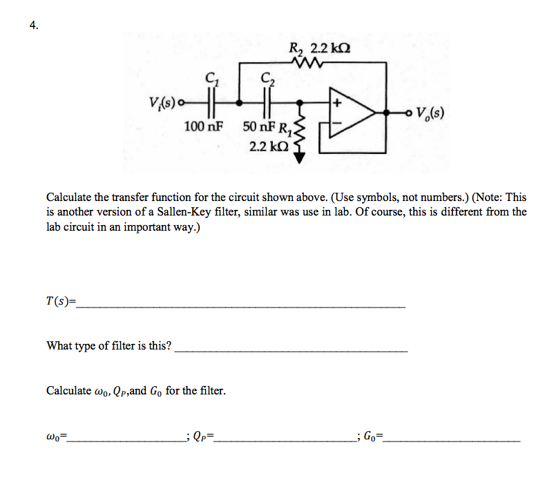 Solved Calculate the transfer function for the circuit | Chegg.com