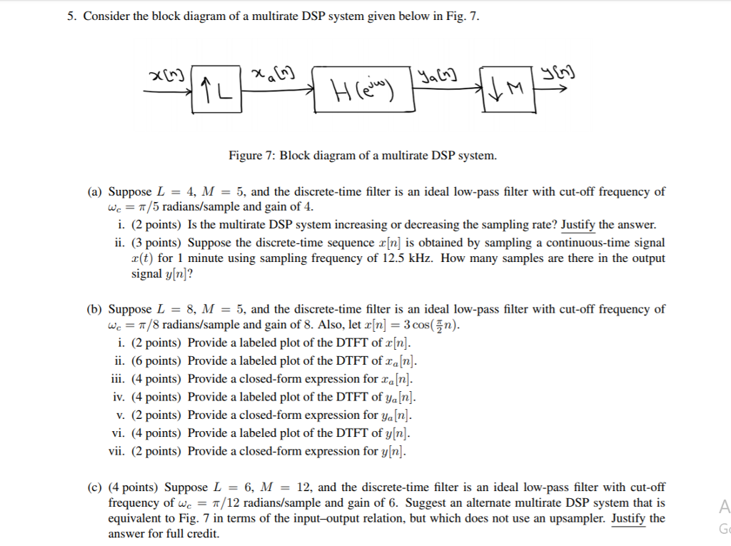 Solved 5. Consider the block diagram of a multirate DSP | Chegg.com