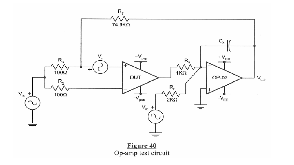 40. An op-amp test circuit somewhat like the one | Chegg.com