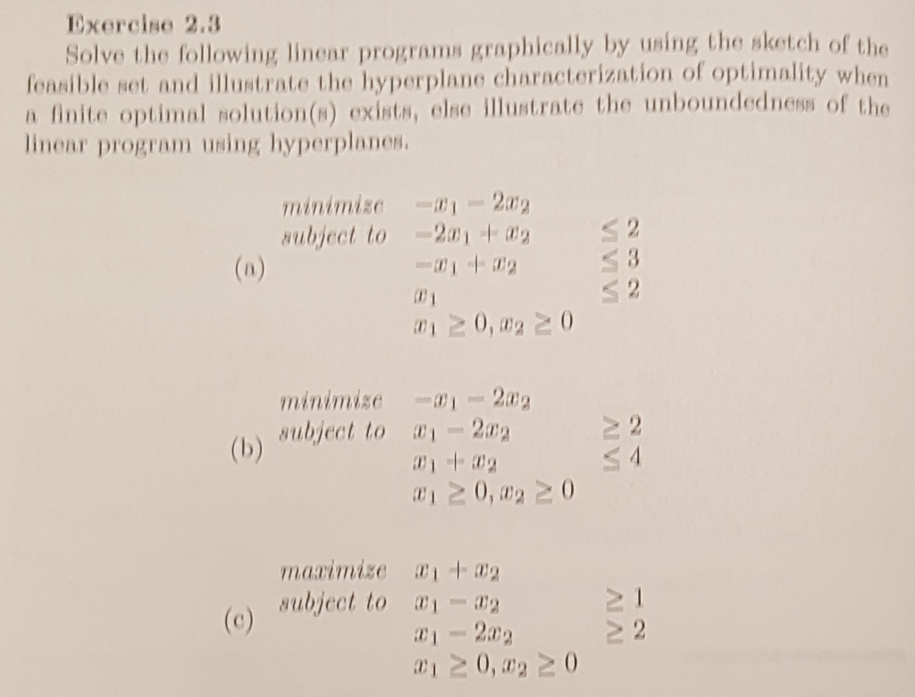 Solved Exercise 2.9. (a) Solve the linear program in | Chegg.com