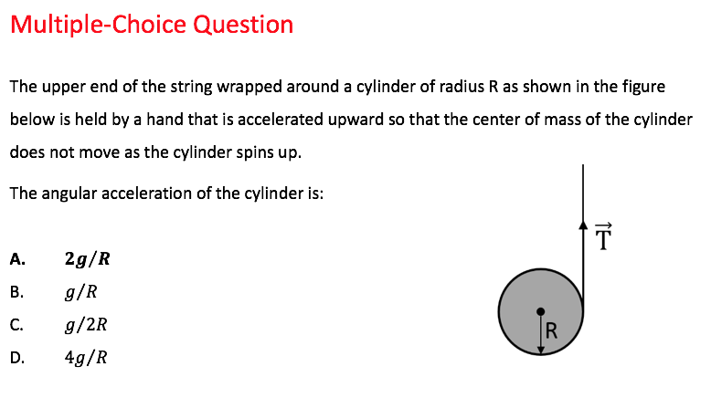 Solved The upper end of the string wrapped around a cylinder | Chegg.com