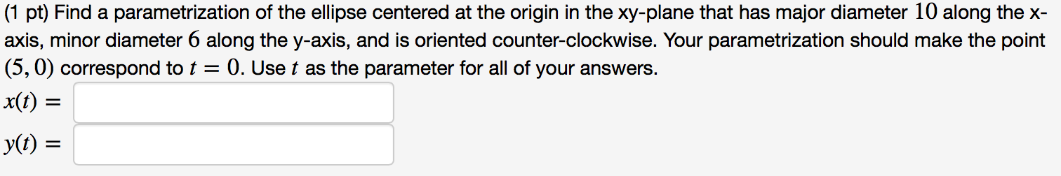 Solved Find a parametrization of the ellipse centered at the | Chegg.com