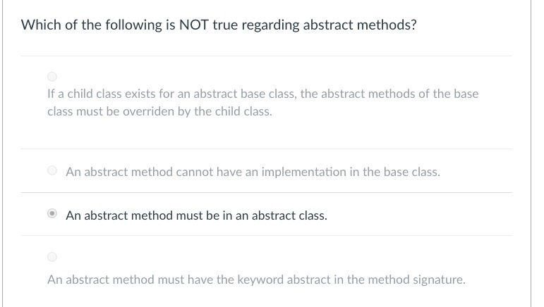 Solved Which of the following is NOT true regarding abstract | Chegg.com