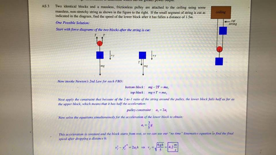 Solved Two identical blocks and a massless, frictionless | Chegg.com