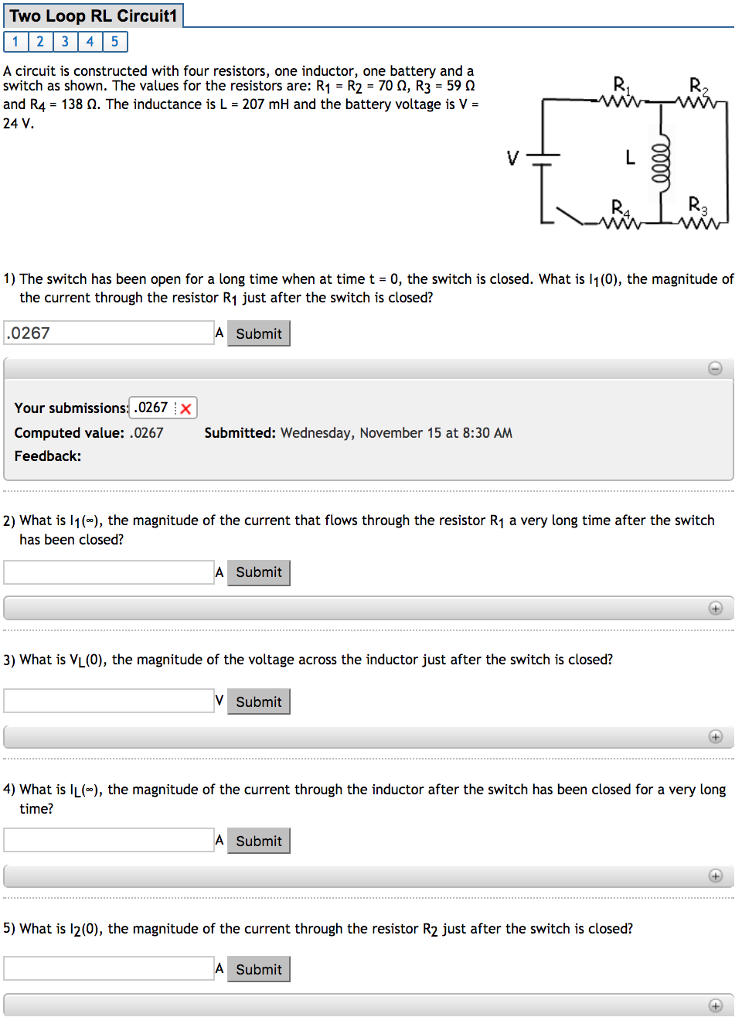 Solved Two Loop RL Circuit1 12 3 4 5 A circuit is | Chegg.com