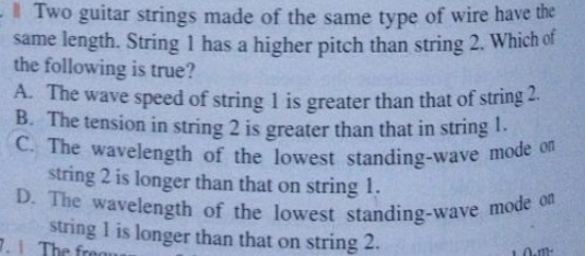 Solved Two guitar strings made of the same type of wire have | Chegg.com