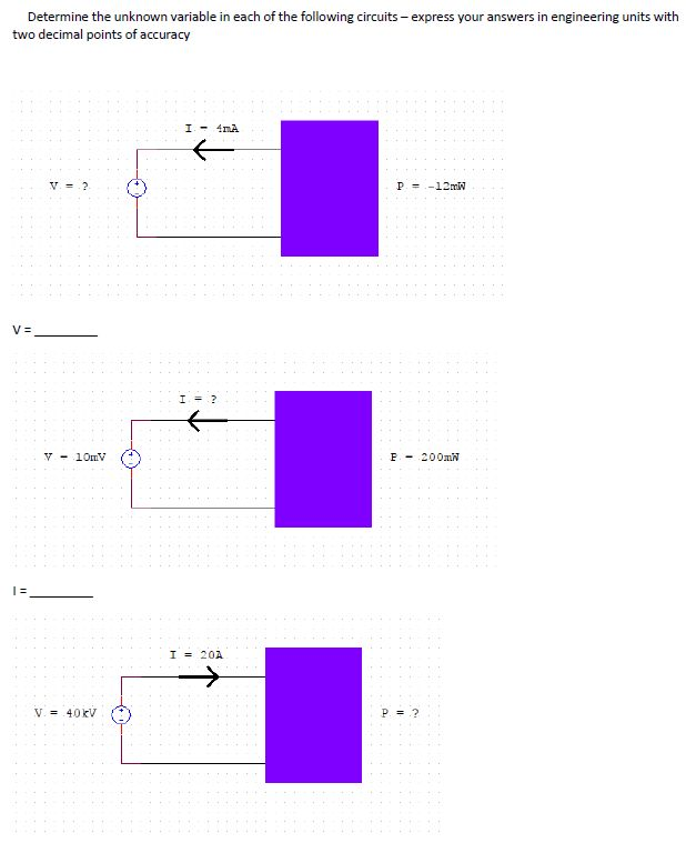 Solved Determine the unknown variable in each of the | Chegg.com