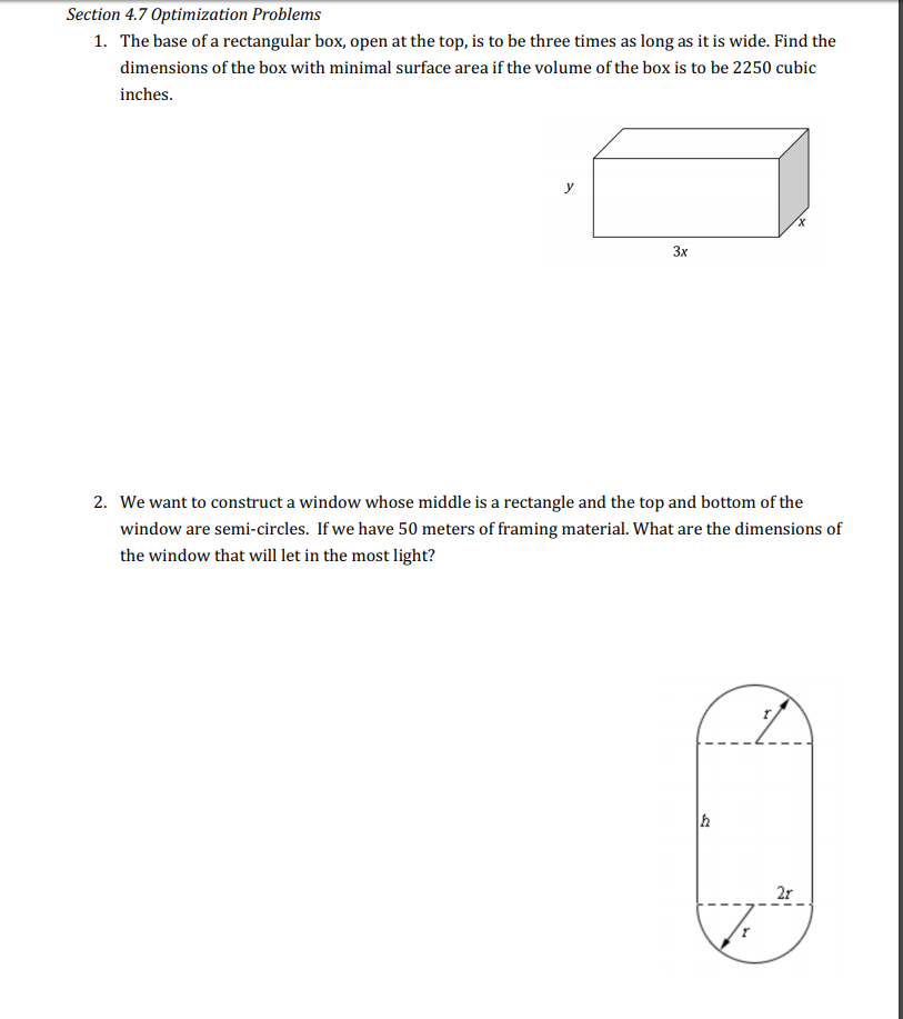 Solved Section 4.7 Optimization Problems The base of a | Chegg.com