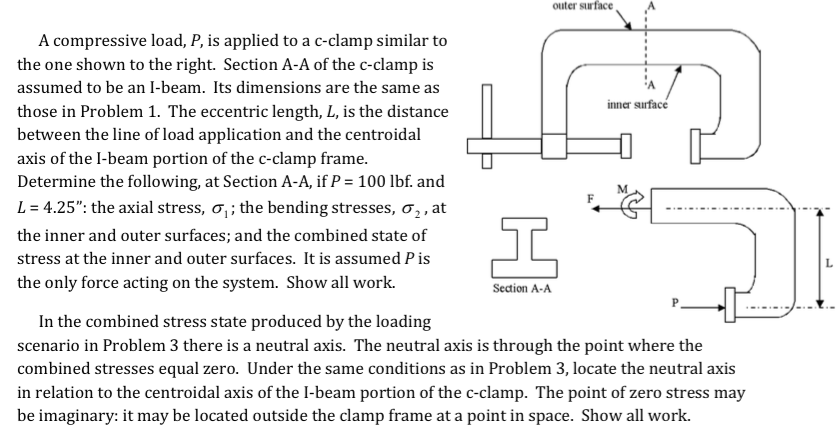3. A compressive load, P, is applied to a cclamp | Chegg.com