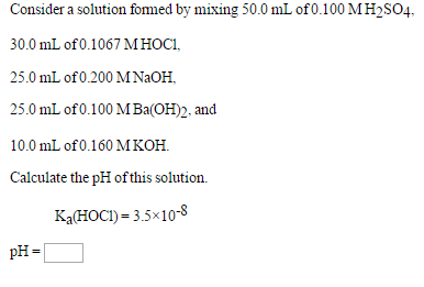 Solved Consider a solution formed by mixing 50.0mL of 0.100 | Chegg.com