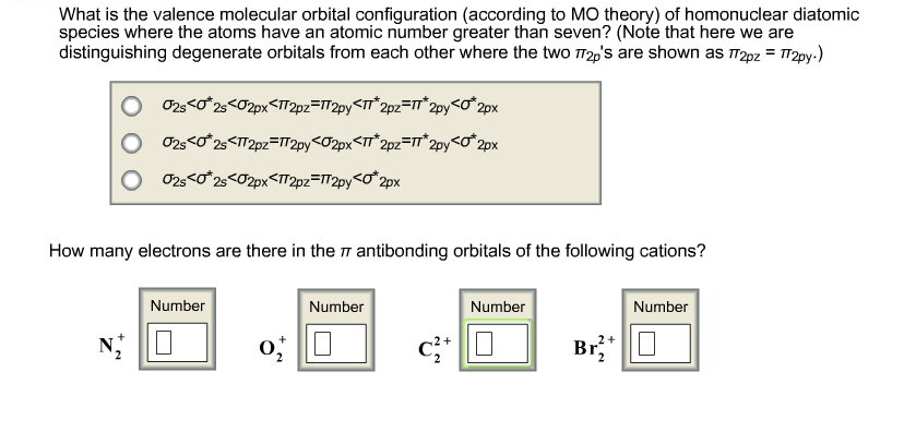 Solved What is the valence molecular orbital configuration | Chegg.com