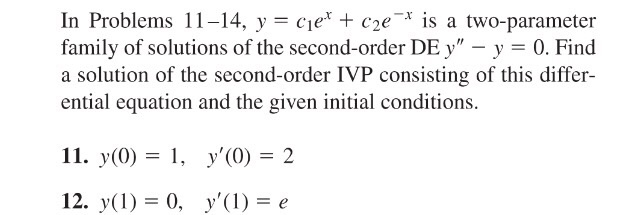 Solved In Problems y = c_1 e^x + c_2 e^-x is a | Chegg.com