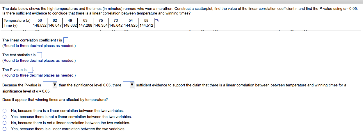 Solved The data below shows the high temperatures and the | Chegg.com