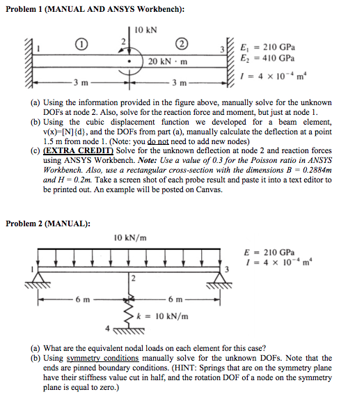 Solved Problem 1 (MANUAL AND ANSYS Workbench): 10 KN E 210 | Chegg.com