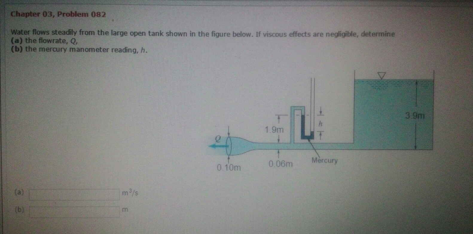 Solved Water flows steadily from the large open tank shown | Chegg.com