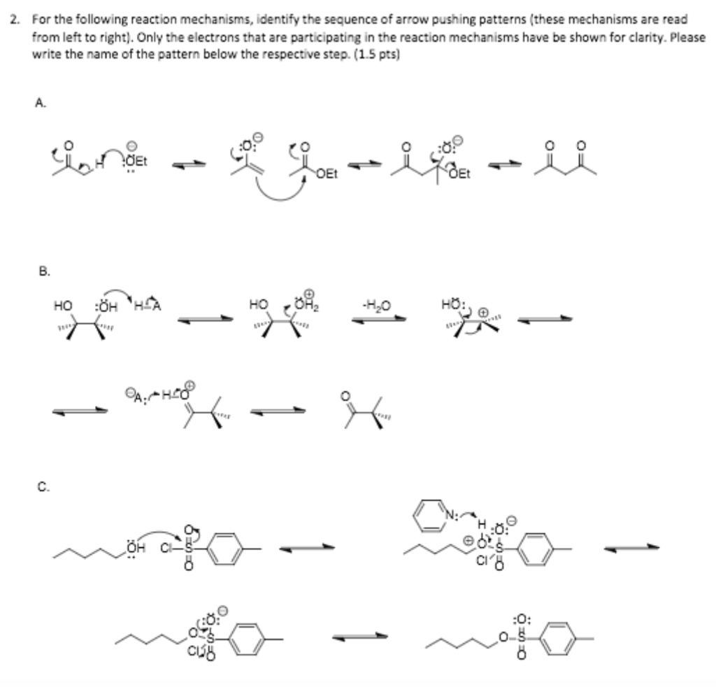 Solved 2. For the following reaction mechanisms, identify | Chegg.com