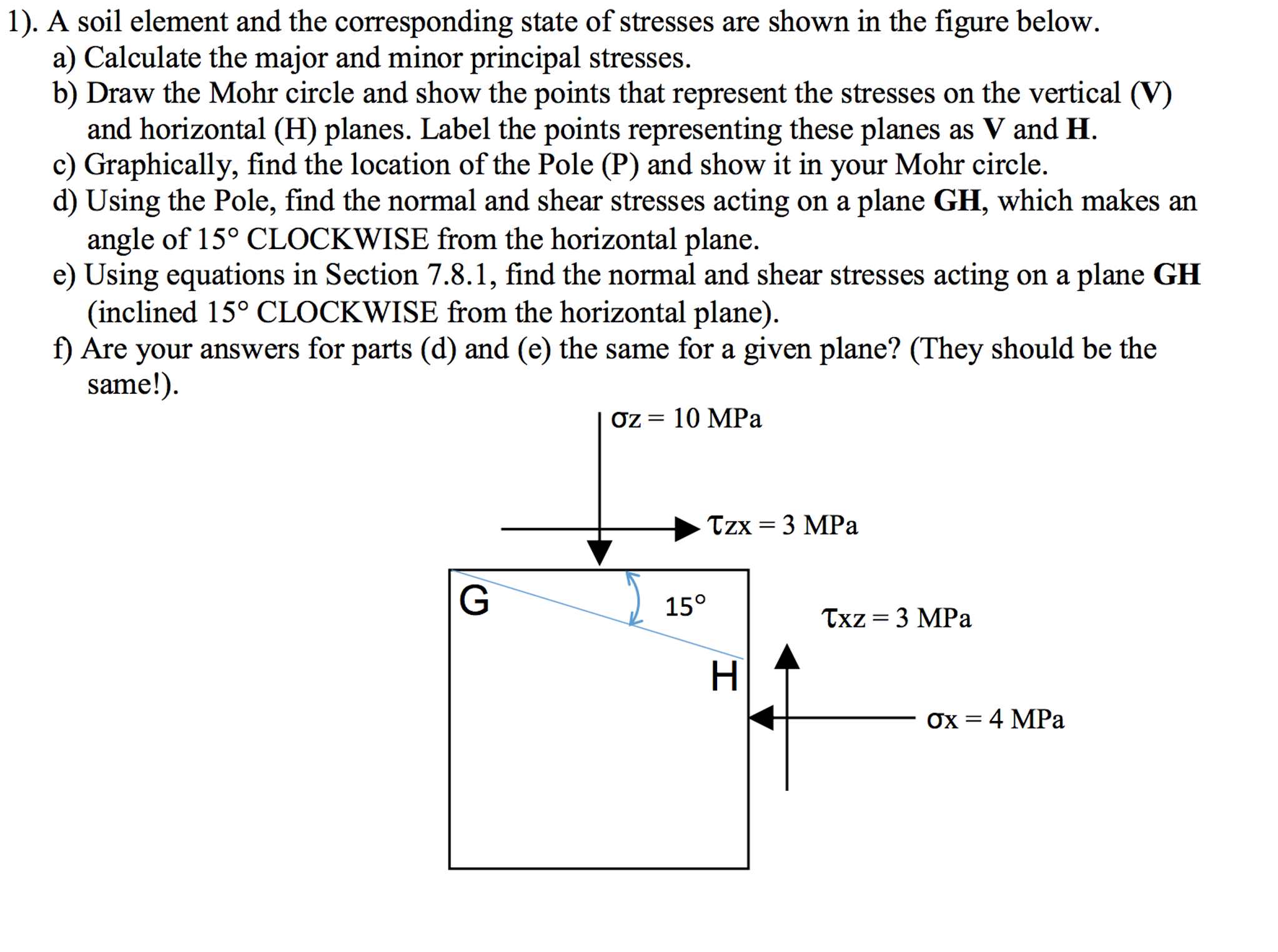 Solved A soil element and the corresponding state of | Chegg.com
