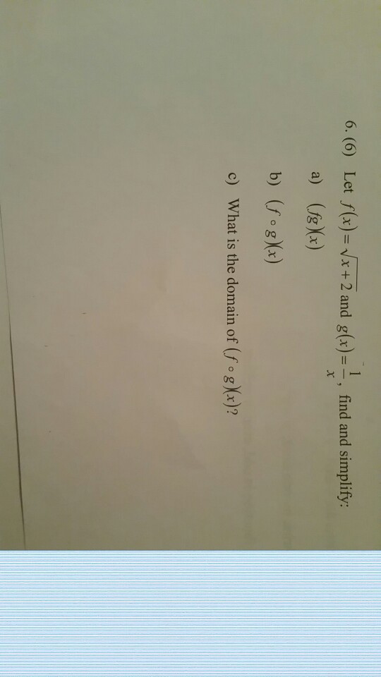 Solved Let f (x) = squareroot x + 2 and g (x) = 1/x, find | Chegg.com