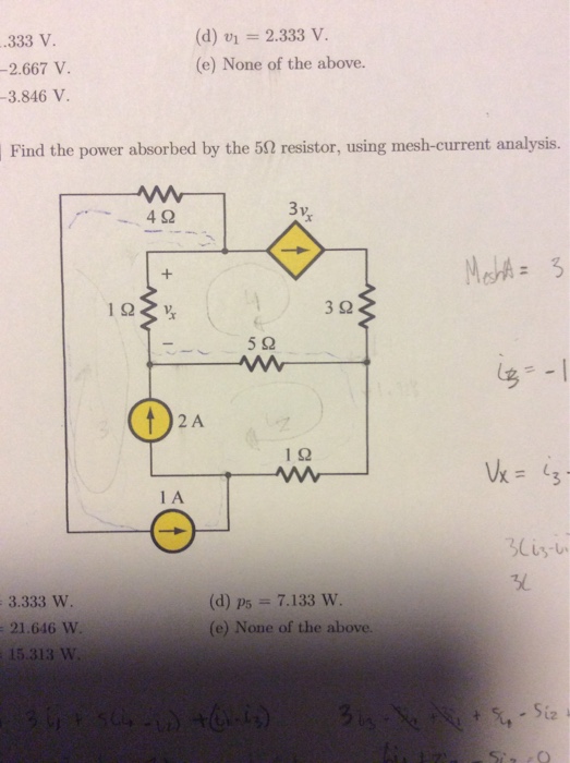 Solved Find the power absorbed by the 5Ohm resistor, using | Chegg.com