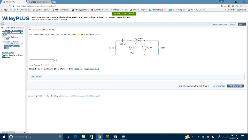 Solved: Use The Step-by-step Method To Find I0(1400 Ms) In... | Chegg.com