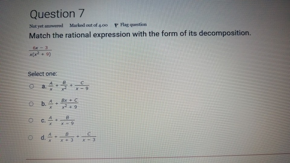 Solved Question 7 Not yet answered Marked out of 4.00P Flag | Chegg.com