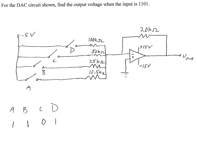 Solved For the DAC circuit shown, find the output voltage | Chegg.com