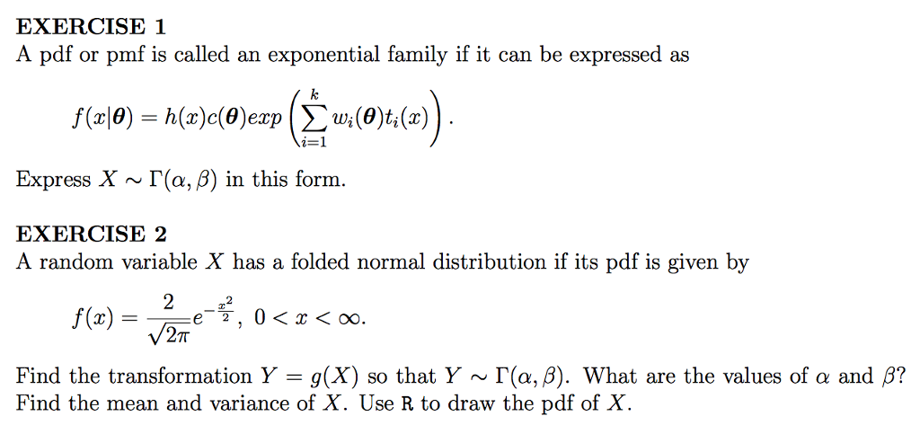 Solved EXERCISE 1 A pdf or pmf is called an exponential | Chegg.com