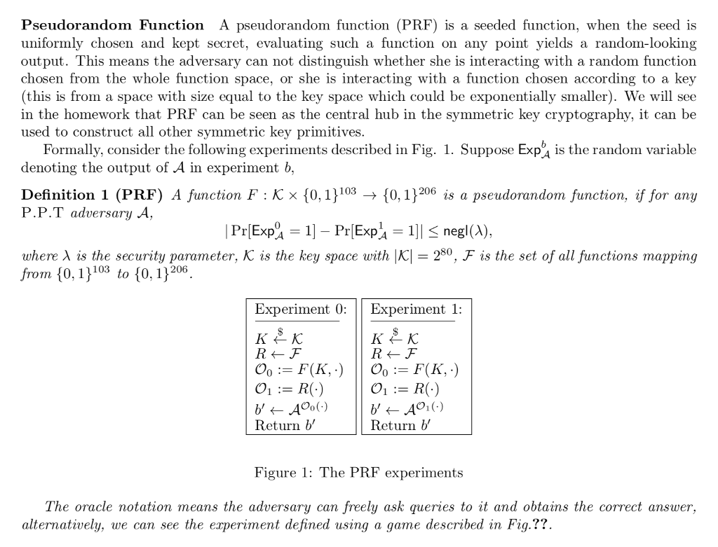 Pseudorandom Function A Pseudorandom Function Prf