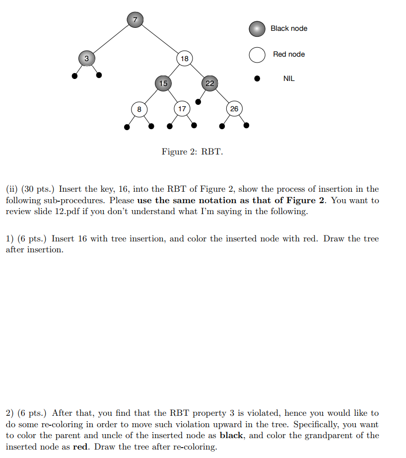 Solved Problem 4 (40 pts.) (i) (10 pts.) Given the red-black | Chegg.com