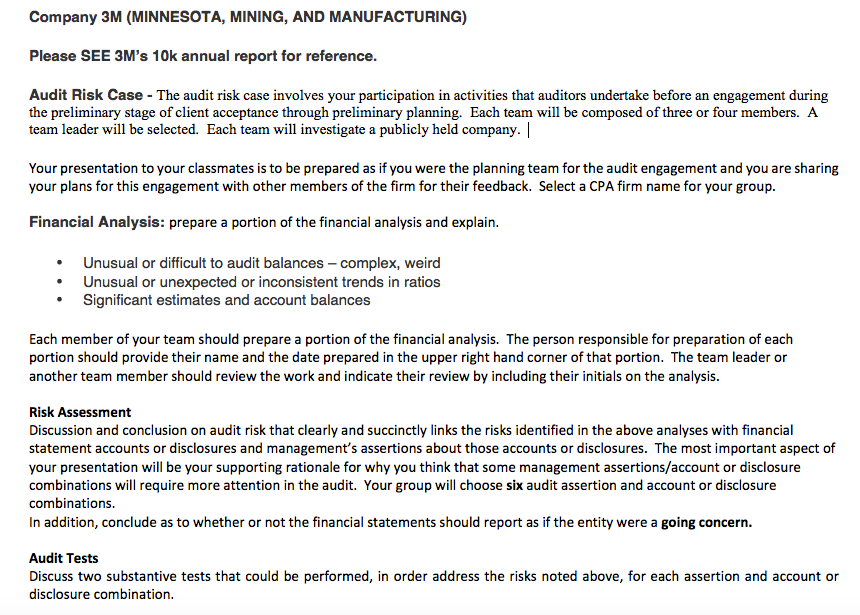 Company 3M (MINNESOTA, MINING, AND MANUFACTURING) | Chegg.com