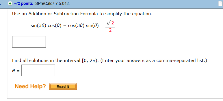 Solved Use an Addition or Subtraction Formula to simplify | Chegg.com