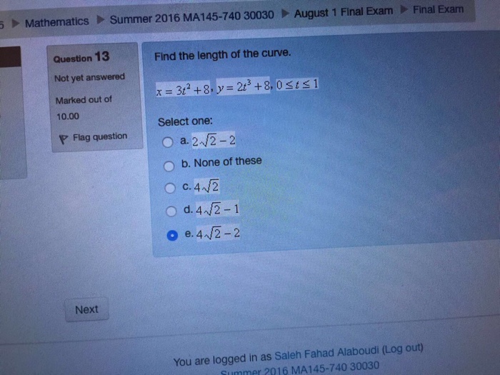 Solved Find the length of the curve. x = 3t^2 + 8, y = 2t^3 | Chegg.com