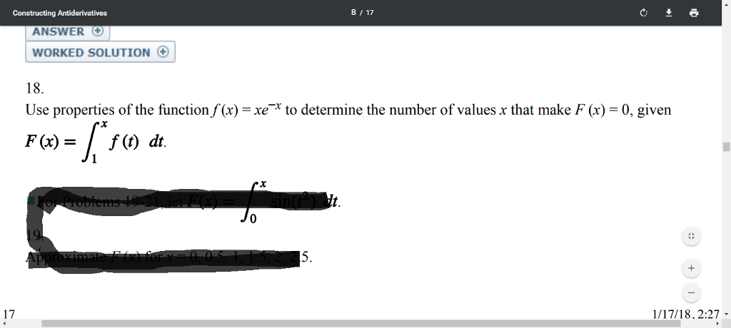 Solved Constructing Antiderivatives 8 17 ANSWER WORKED | Chegg.com