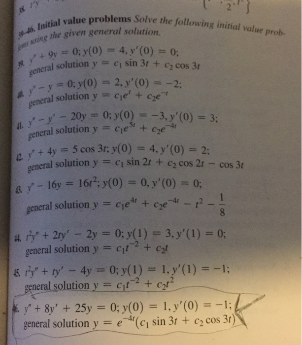 Solved Initial value problems Solve the Initial value | Chegg.com