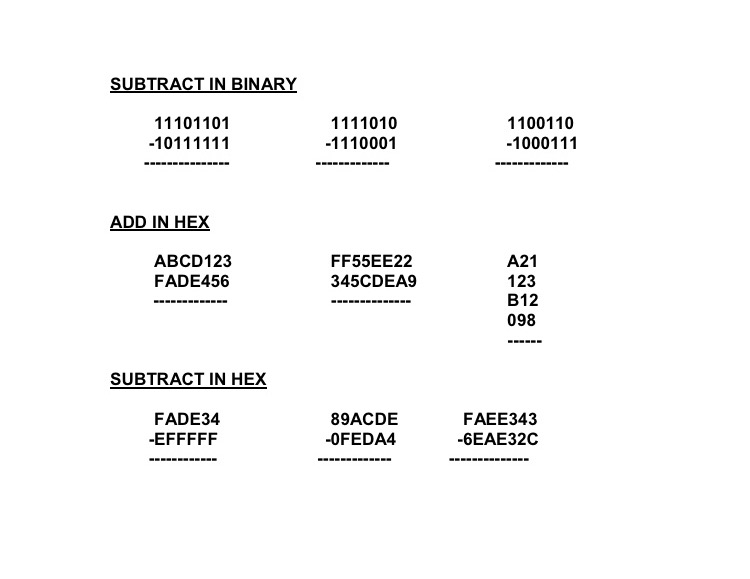 Solved SUBTRACT IN BINARY 1111010 -1110001 11101101 1100110 | Chegg.com