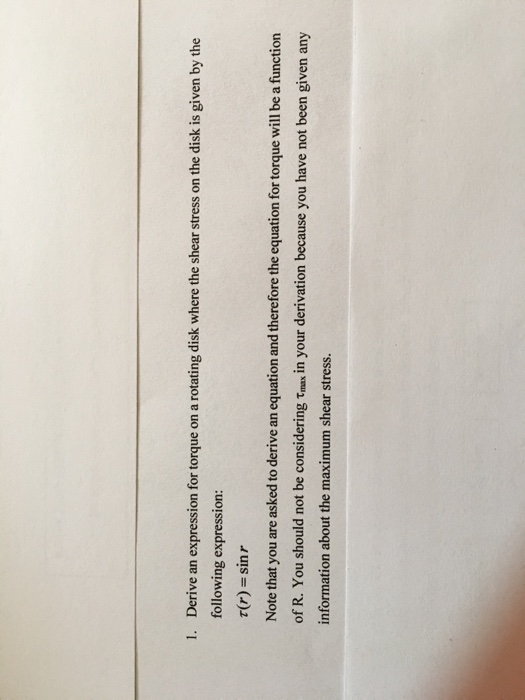 Solved Derive an expression for torque on a rotating disk | Chegg.com
