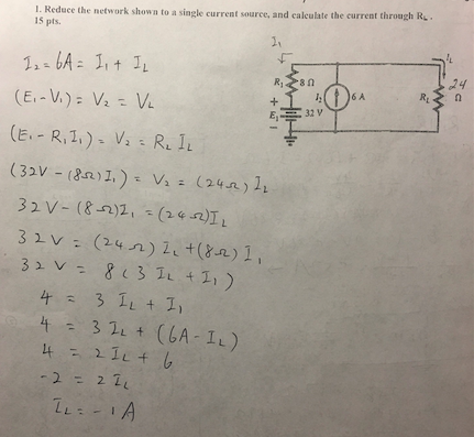Solved 1. Reduce the network shown to a single current | Chegg.com