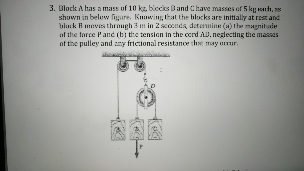 Solved 3. Block A has a mass of 10 kg, blocks B and C have | Chegg.com