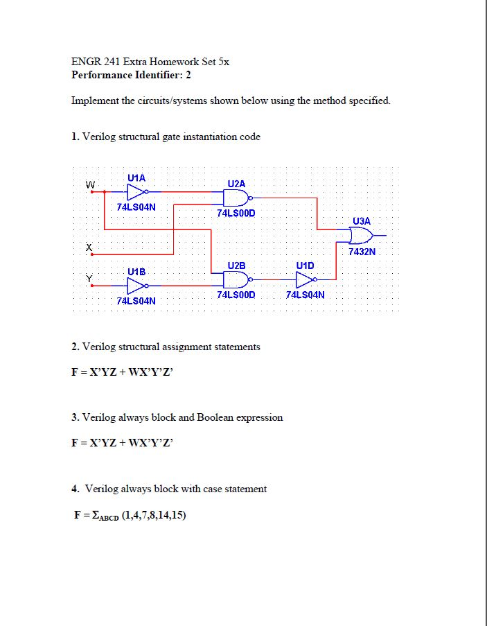 Solved ENGR 241 Extra Homework Set 5x Performance | Chegg.com