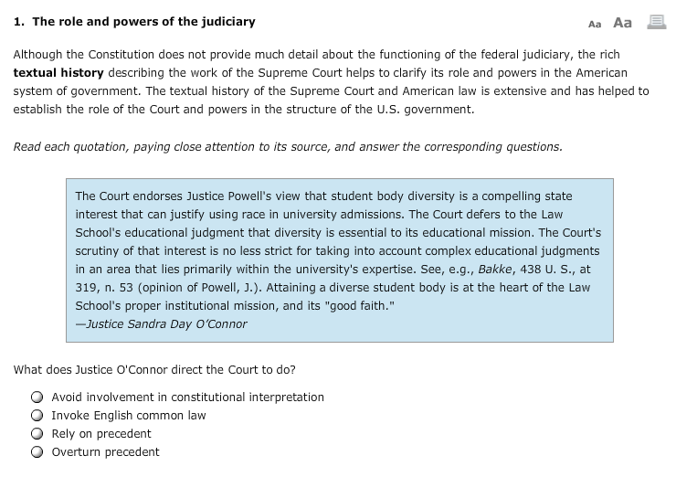 The role and powers of the judiciary Although the | Chegg.com
