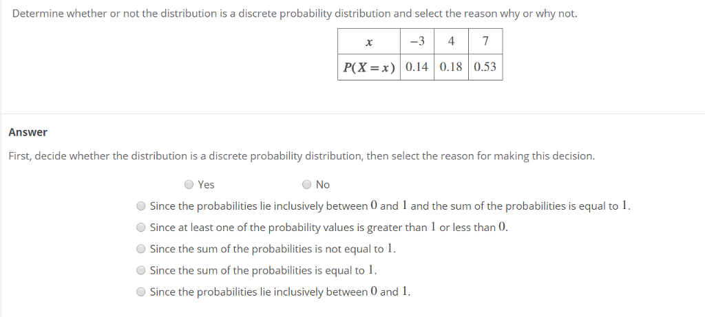 Solved Determine whether or not the distribution is a | Chegg.com